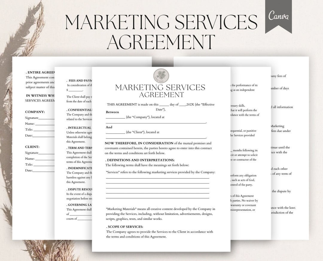 Editable Marketing Services Agreement, Marketing Services Contract ...