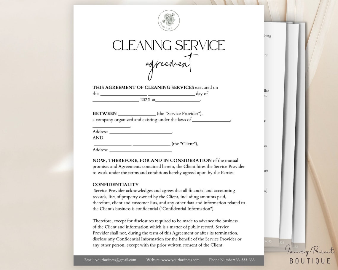Editable Cleaning Services Agreement, Cleaning Business Contract ...