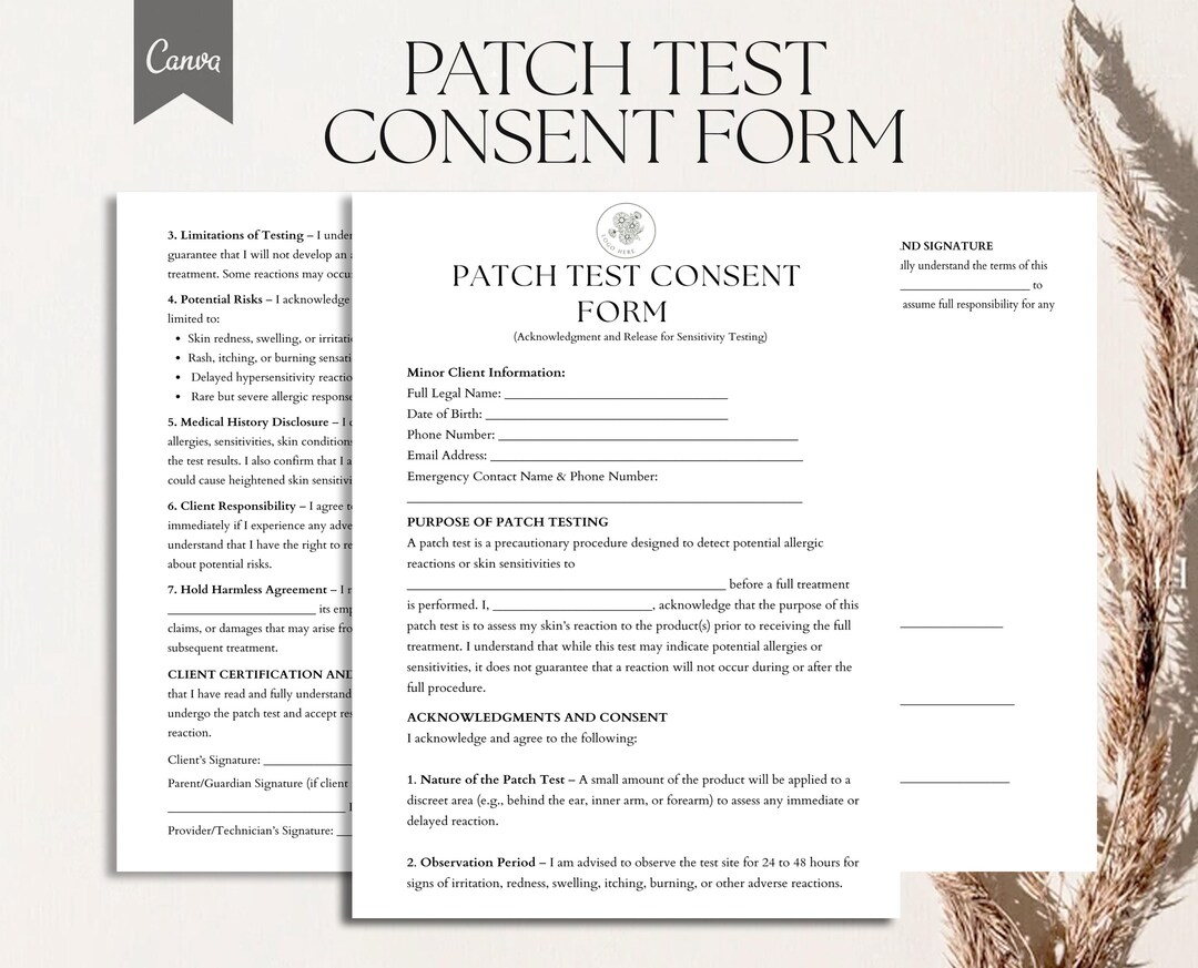 Patch Test Consent Form Template, Allergy Test Consent Form ...