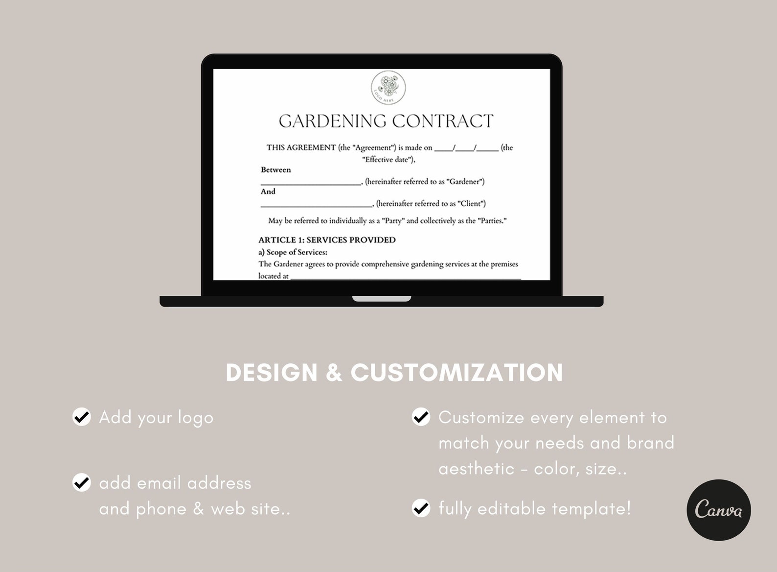 Gardening Contract Template, Garden Maintenance Contract, Landscaping ...