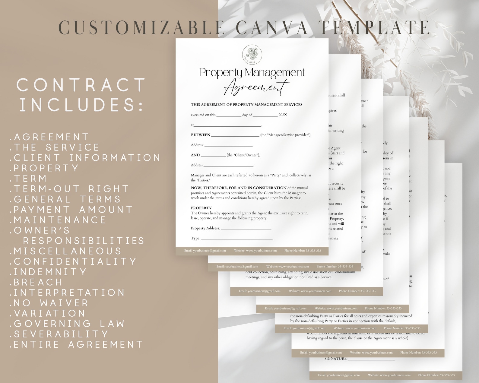 Editable Property Management Agreement, Property Management Services ...