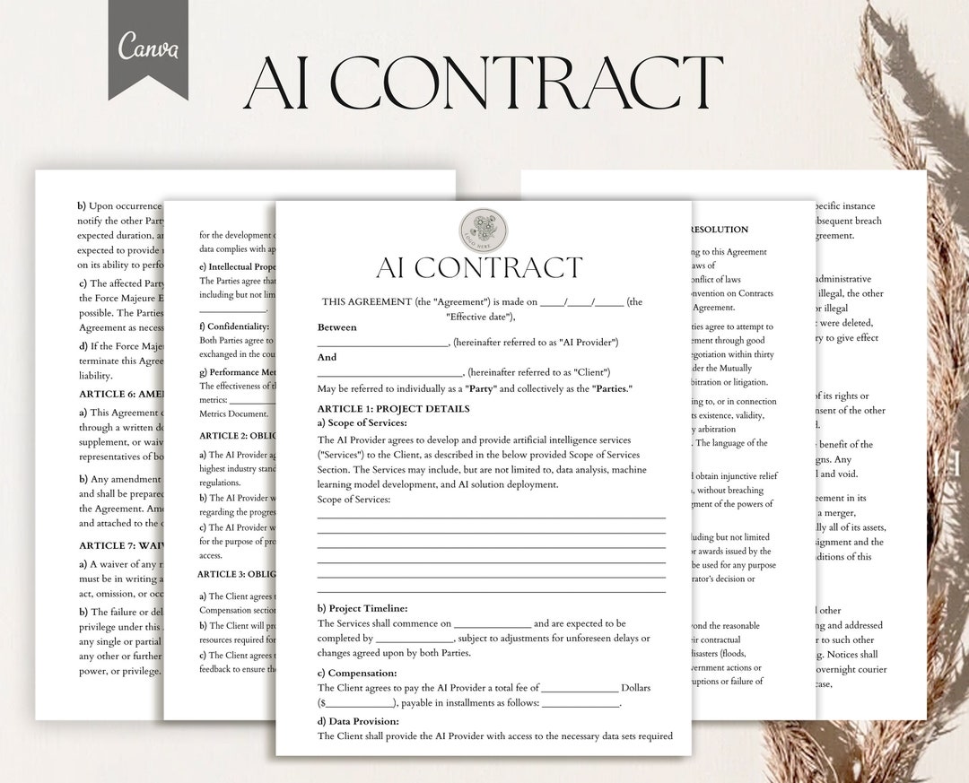 AI Contract Editable Template, AI Services Agreement Form, AI ...