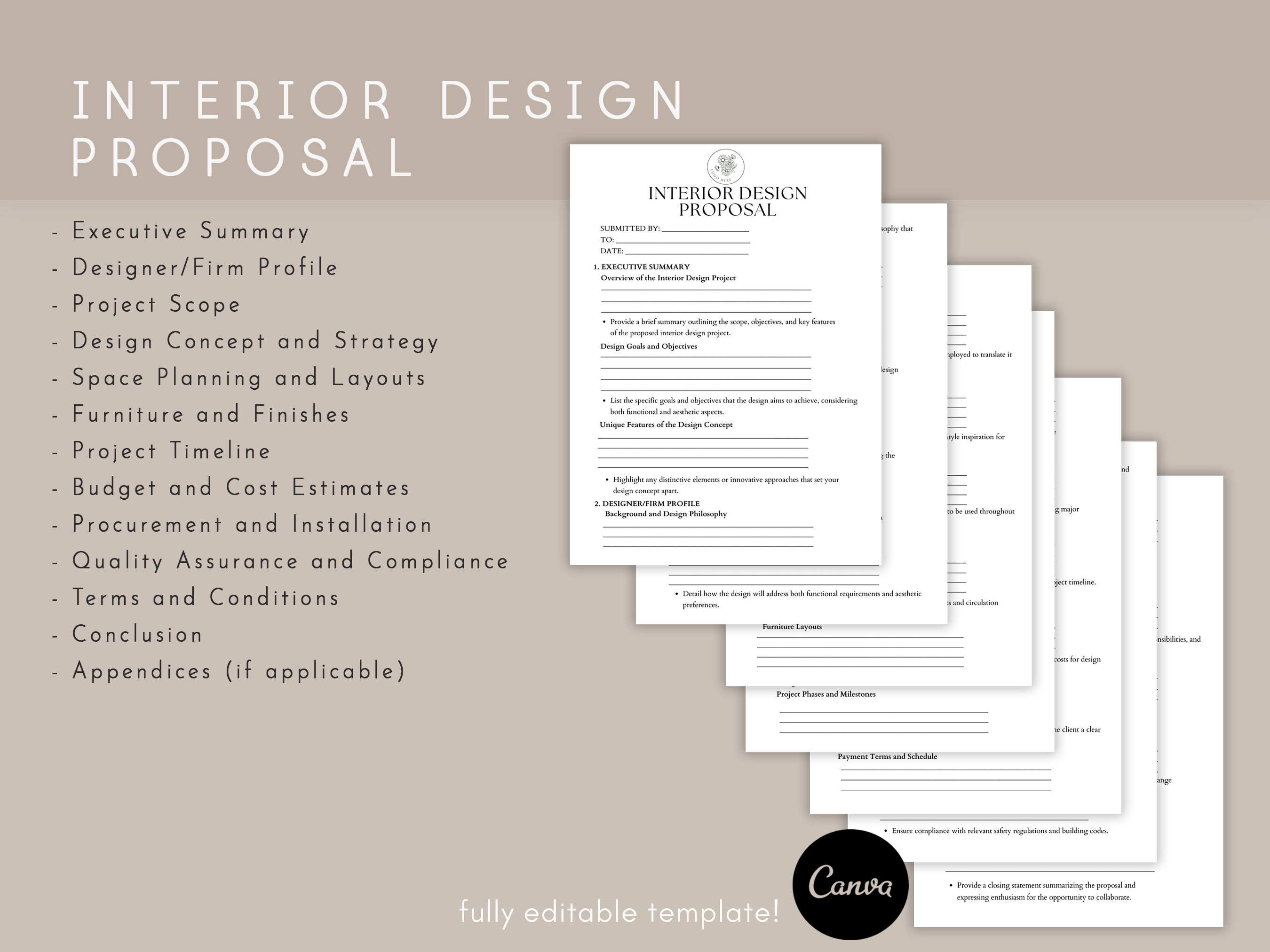 Interior Design Proposal Template, Decor Proposal Form Pdf, Canva - Etsy