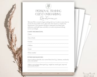 Editable Fitness Personal Training Questionnaire New Patient Intake ...