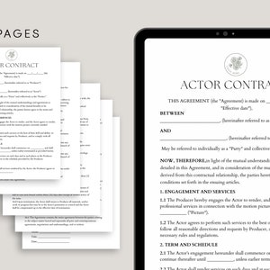 Actor Contract Template, Actor Agreement Form, Performance Contract ...