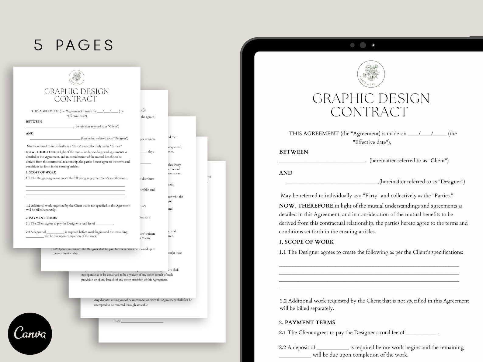 Graphic Design Contract Template, Freelance Graphic Designer Agreement ...