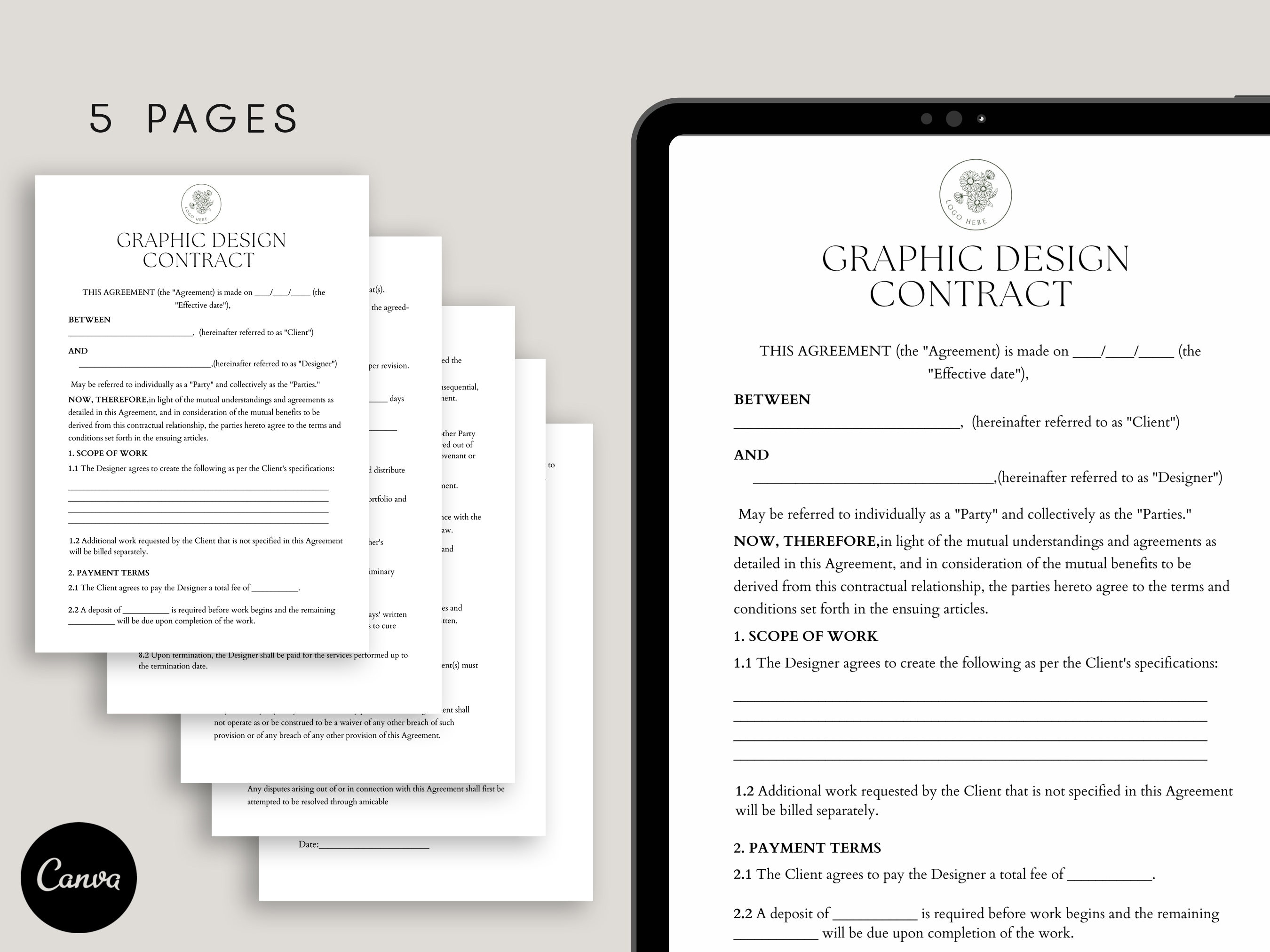 Graphic Design Contract Template, Freelance Graphic Designer Agreement ...