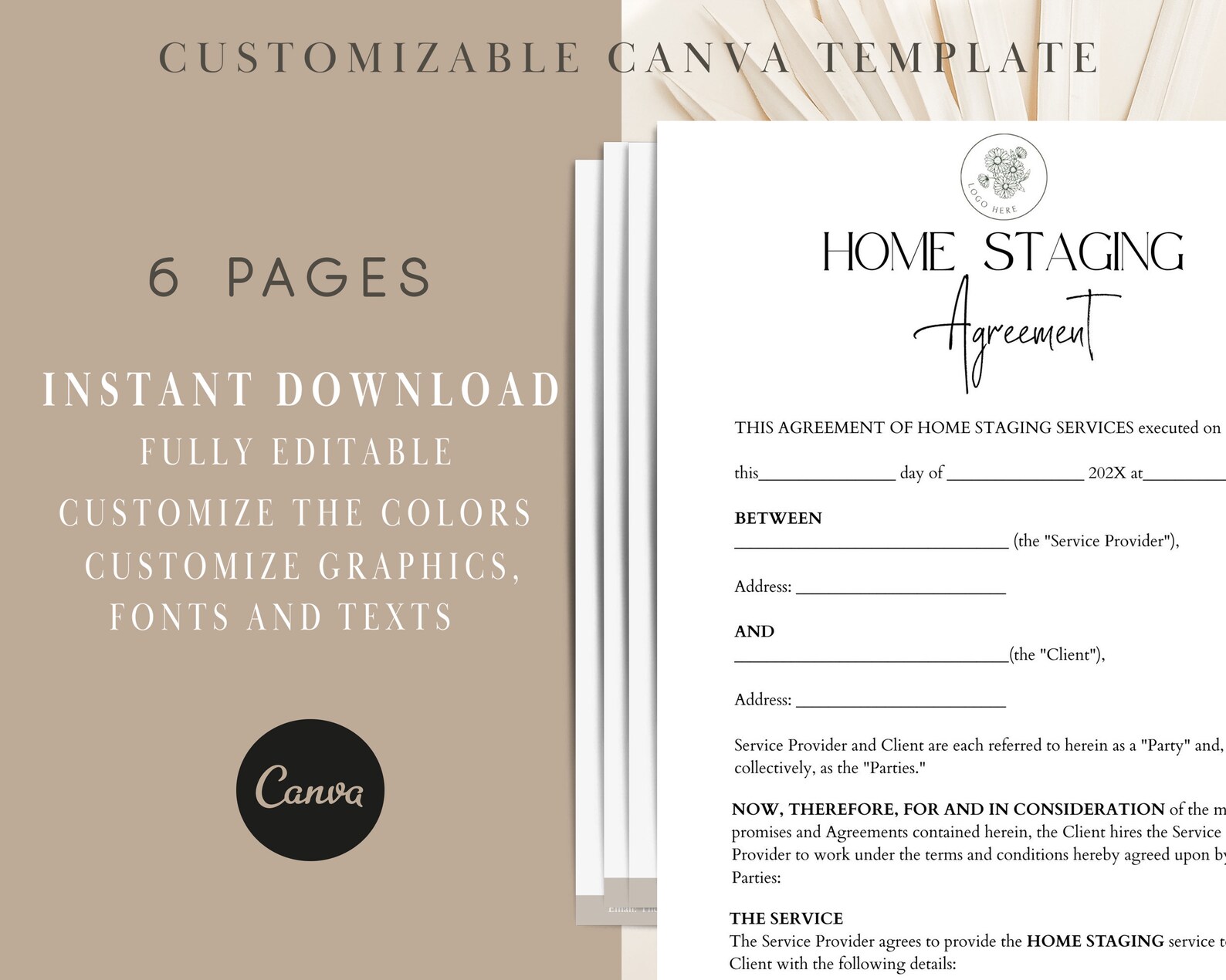 Editable Home Staging Agreement, Property Staging Contract, Residential ...