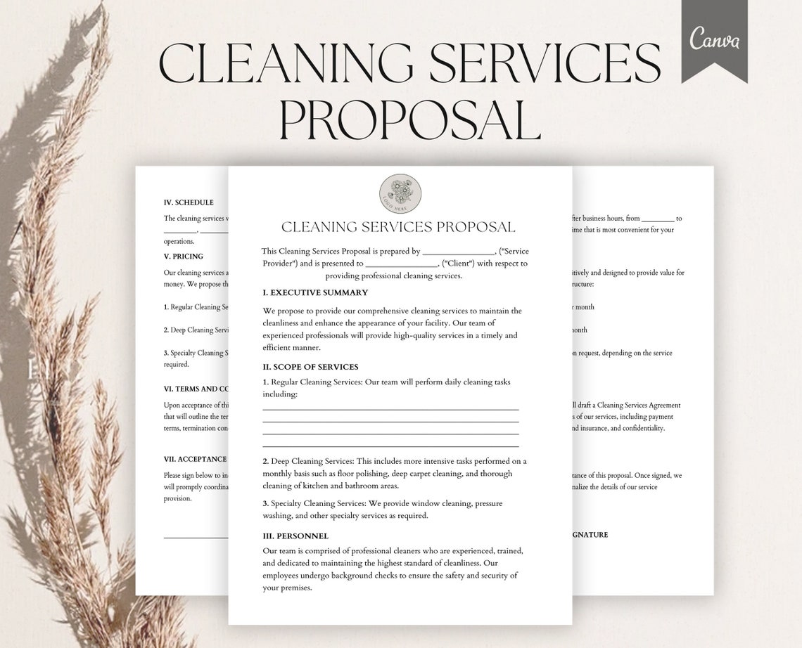 Editable Cleaning Proposal Template Cleaning Business - Etsy
