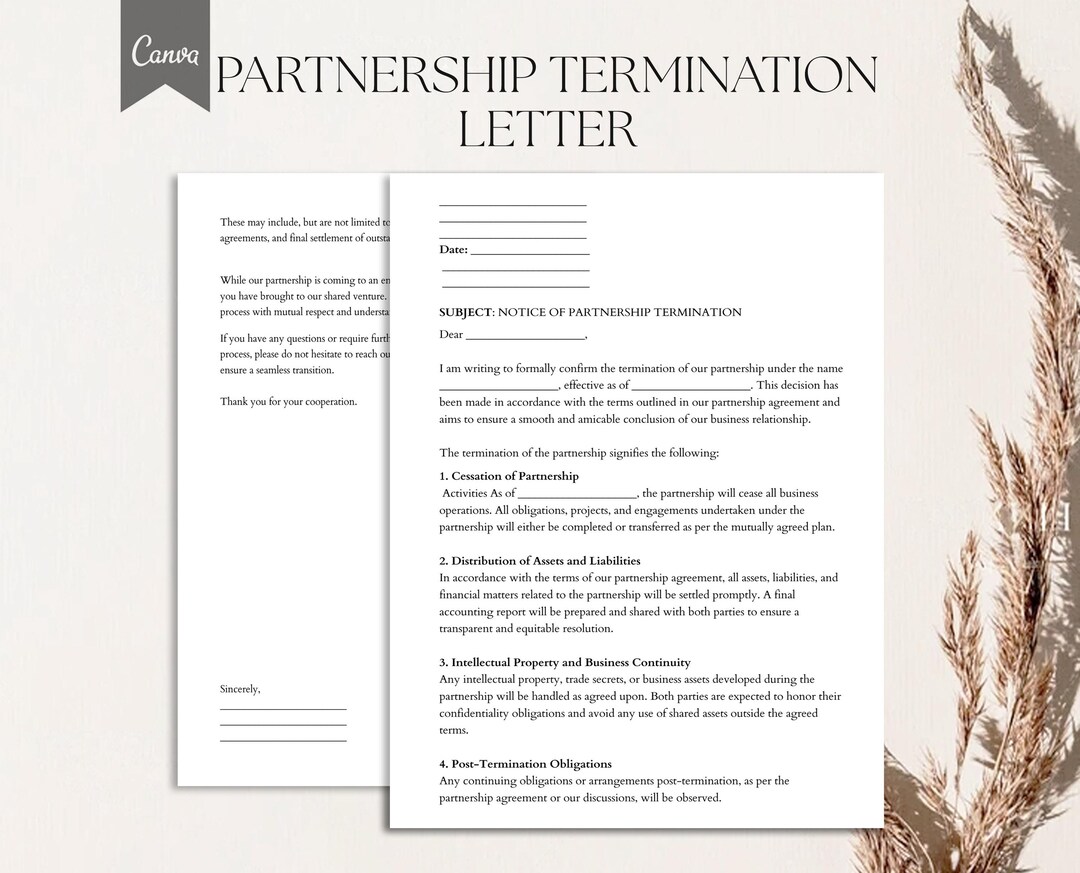 Partnership Termination Letter Template, PDF, Canva - Etsy