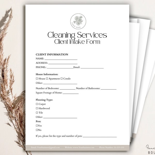 Residential Cleaning Intake Form - Etsy