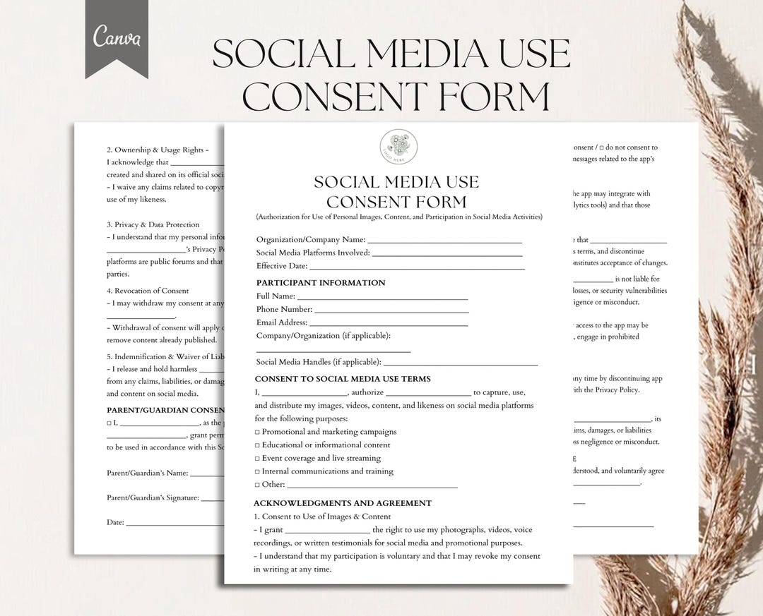 Social Media Use Consent Form Template,social Media Consent Agreement ...