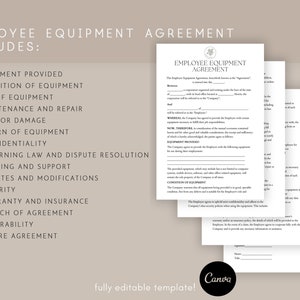 Editable Employee Equipment Agreement, Workplace Equipment Contract ...