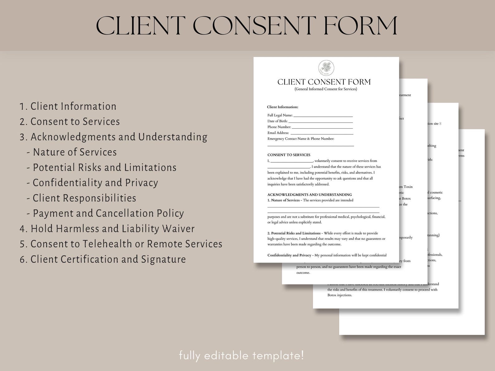 Client Consent Form Template, PDF, Canva - Etsy