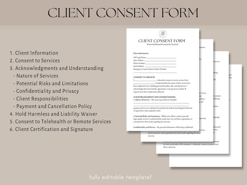 Client Consent Form Template, PDF, Canva - Etsy