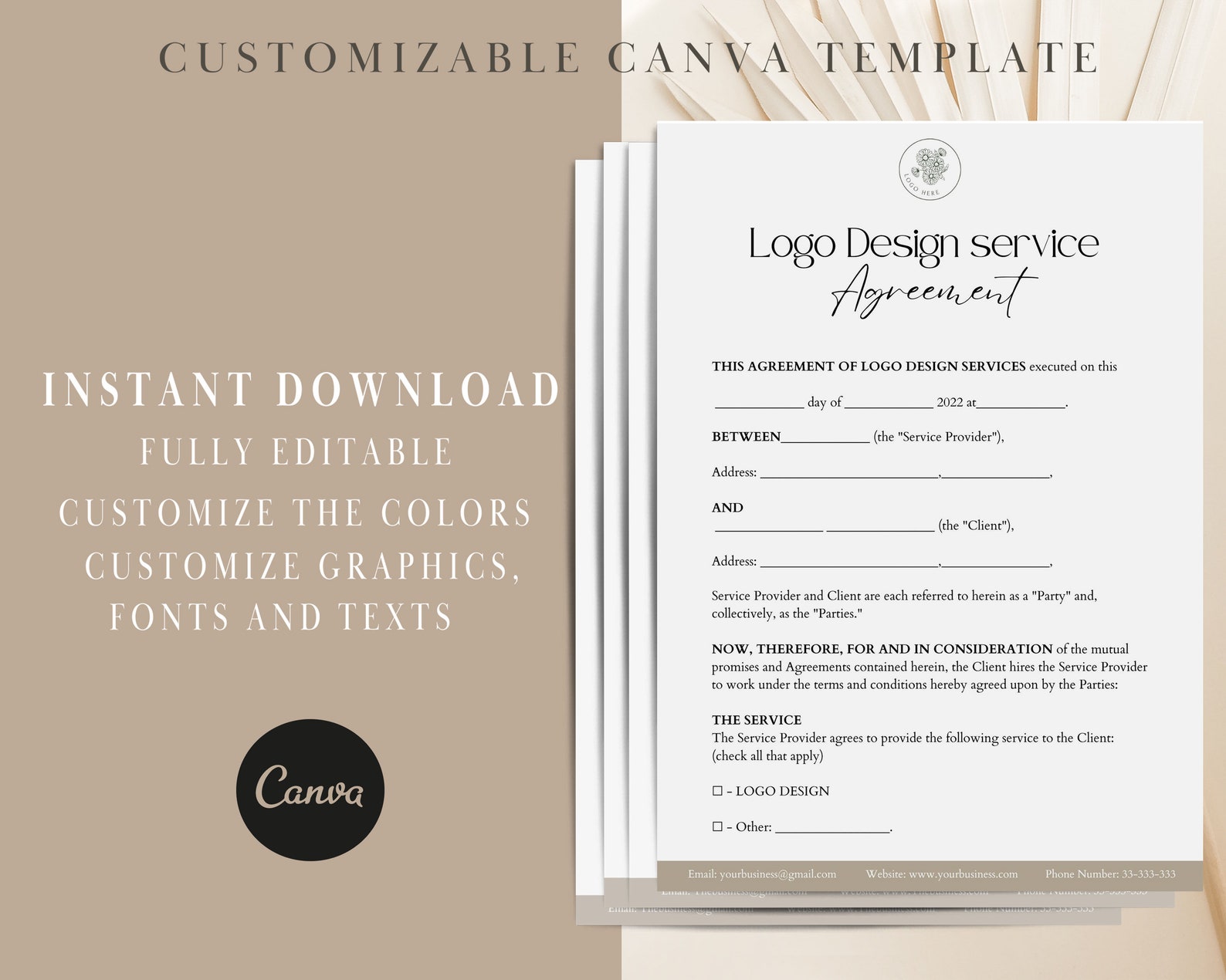 Editable Freelance Logo Design Contract, Graphic Design Contract ...