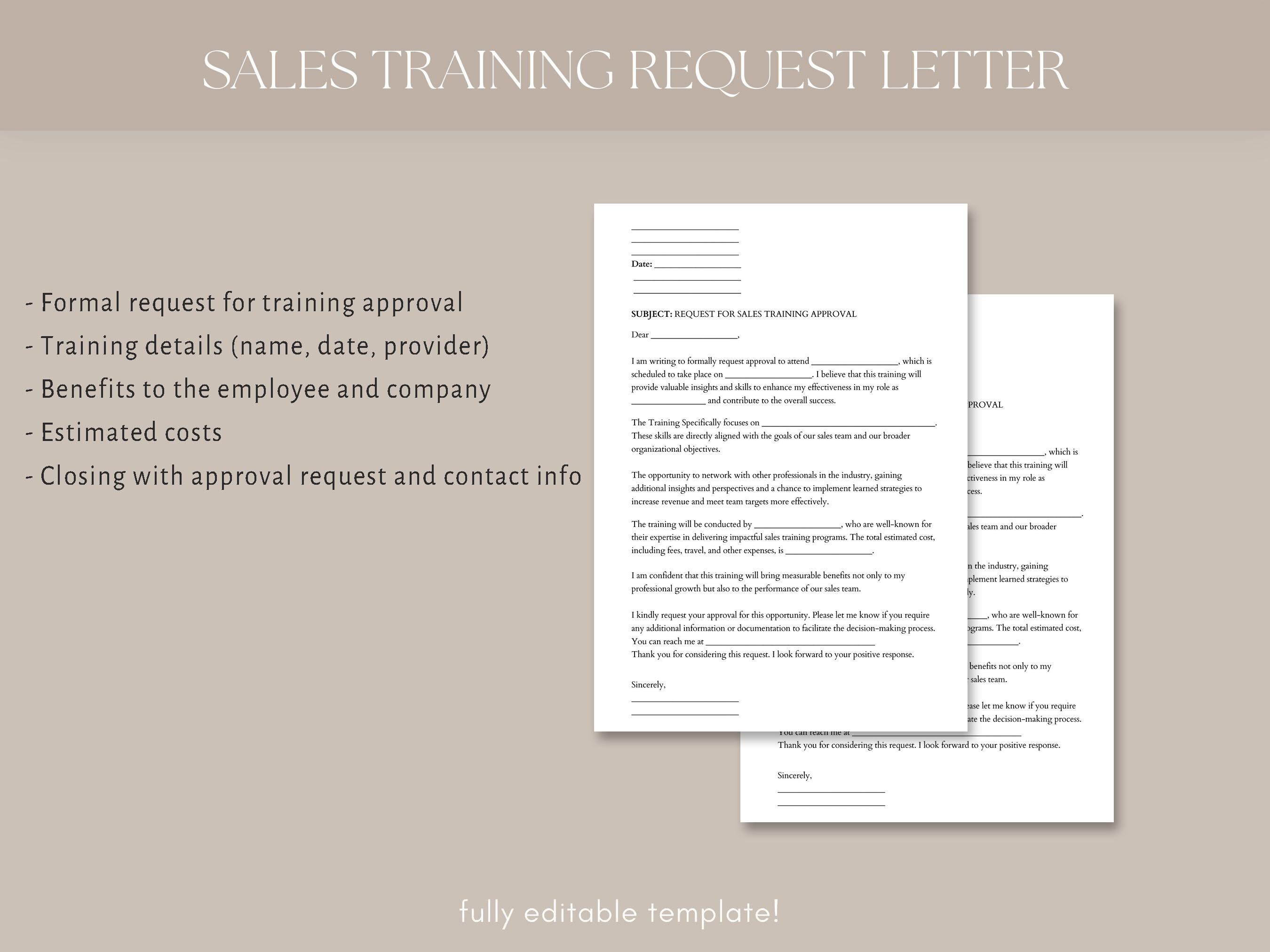 Sales Training Request Letter Template, PDF, Canva - Etsy