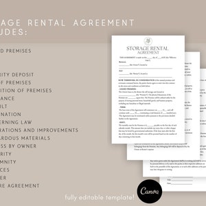 Editable Storage Rental Agreement, Storage Space Lease Contract ...