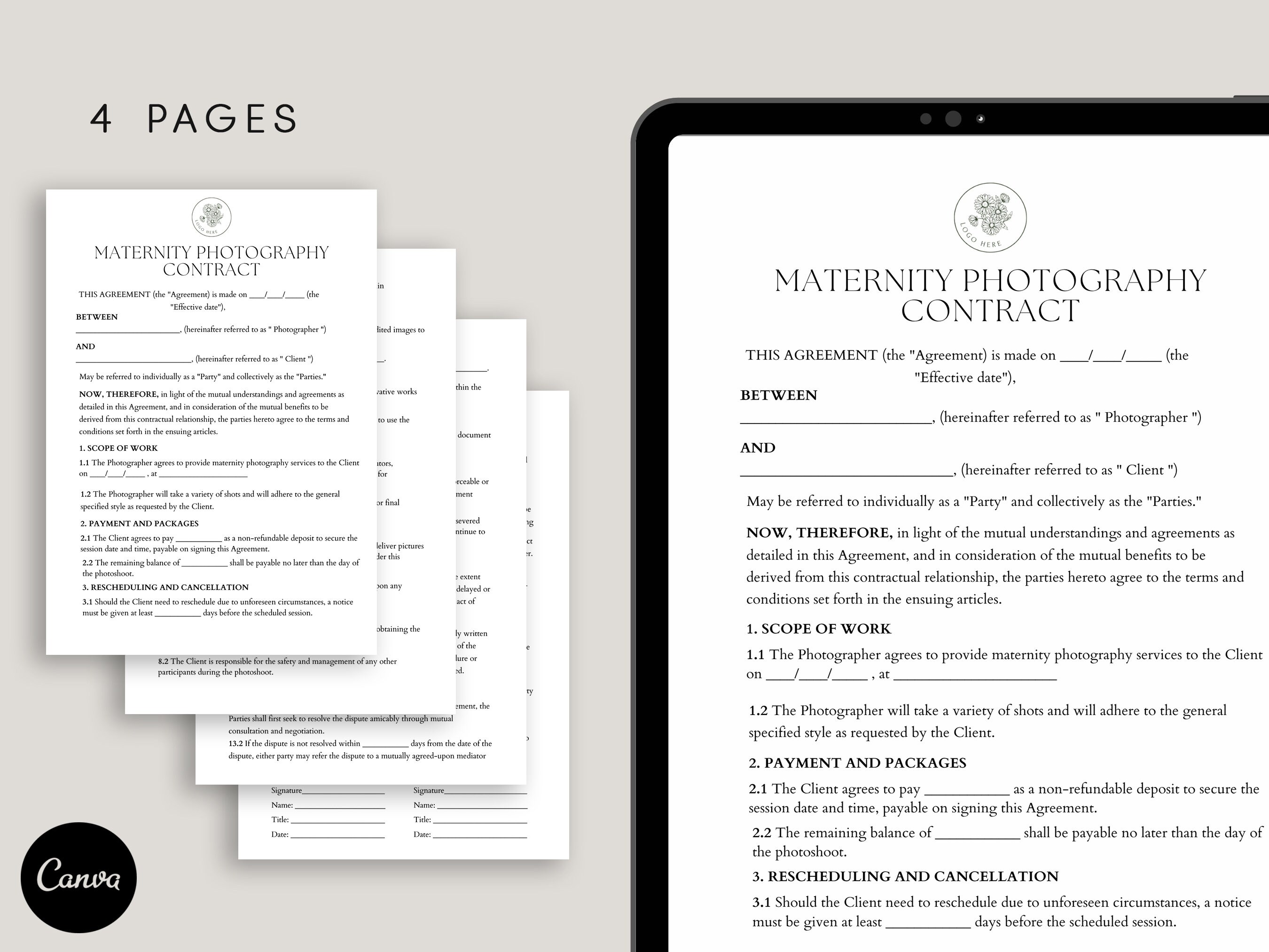 Maternity Photography Contract Template, Maternity Photography Form ...