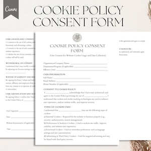 Cookie Policy Consent Form Template, Website Cookie Consent Form, PDF ...