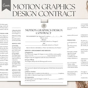 Motion Graphics Design Contract Template, Motion Graphics Service ...