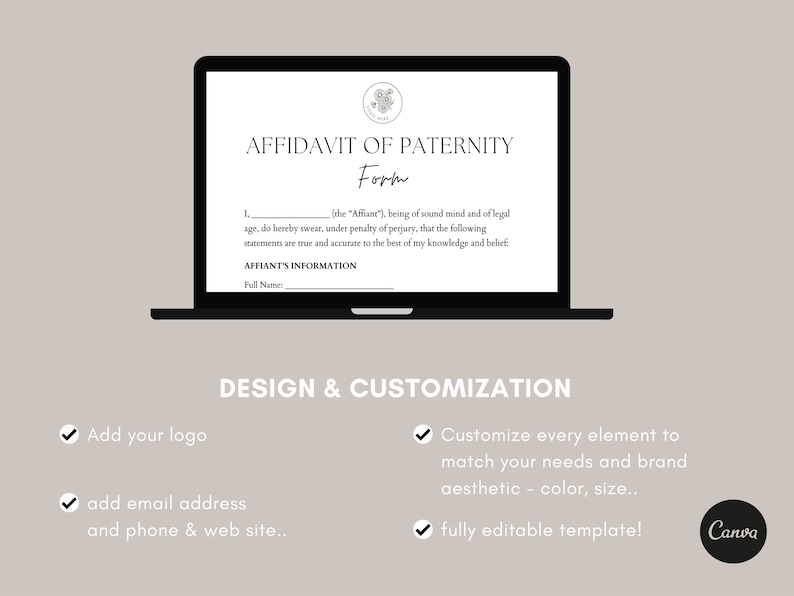 Editable Affidavit of Paternity Form, Customizable Affidavit, Template ...