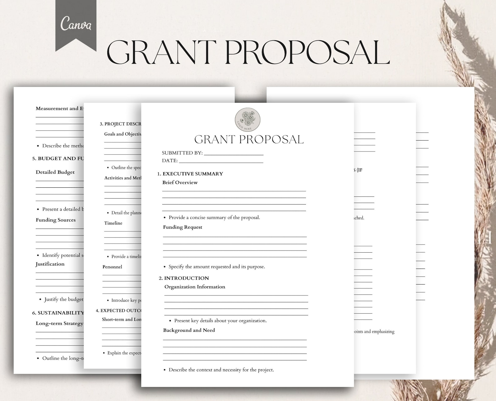 Grant Proposal Form, Funding Proposal, Pdf, Canva - Etsy