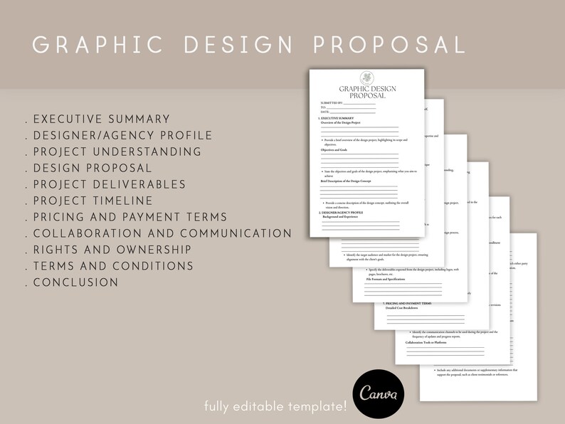 Graphic Design Proposal Template , Design Project Form Pdf, Canva - Etsy