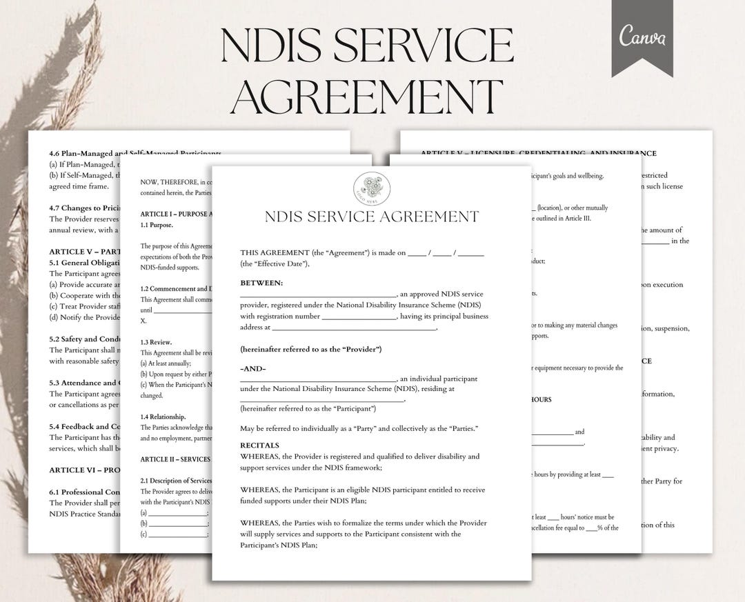 NDIS Service Agreement Template Australia, NDIS Provider Contract ...