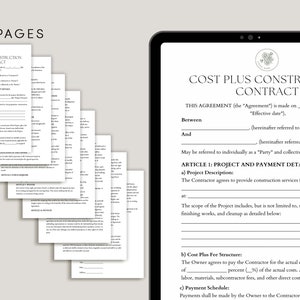 Cost Plus Construction Contract, Cost Plus Contractor Agreement , Pdf ...