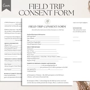 Field Trip Consent Form Template, PDF, Canva - Etsy