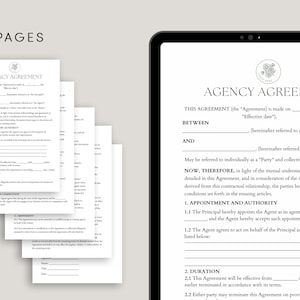 Agency Agreement Template, Editable Agency Forms, Agency Contract ...
