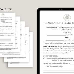 Editable Translation Services Agreement, Translator Contract ...