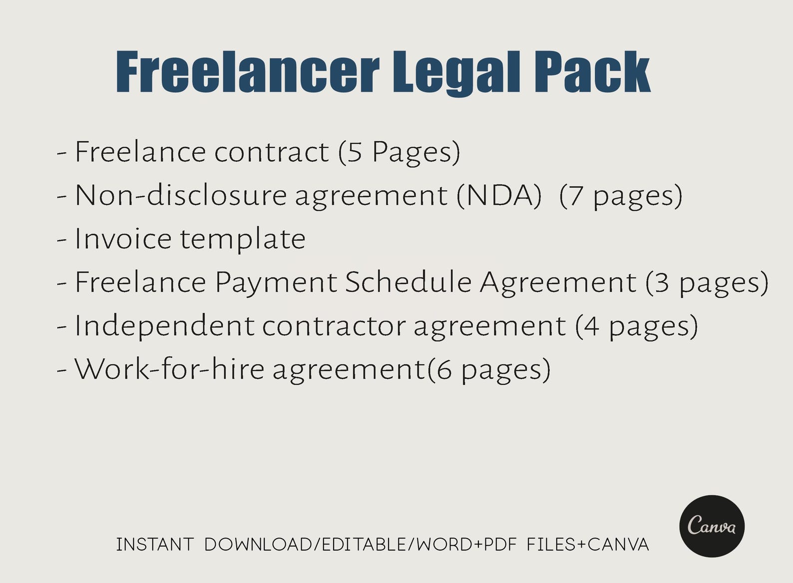 Freelancer Legal Bundle, Contracts, NDA, Invoice, Payment Agreement ...