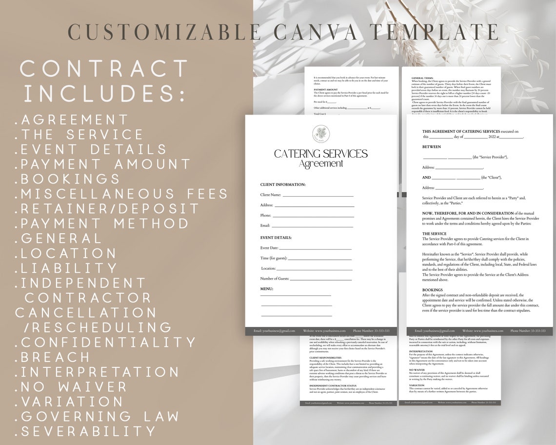 Catering Contract Template ,food Service Provider Agreement, Catering ...