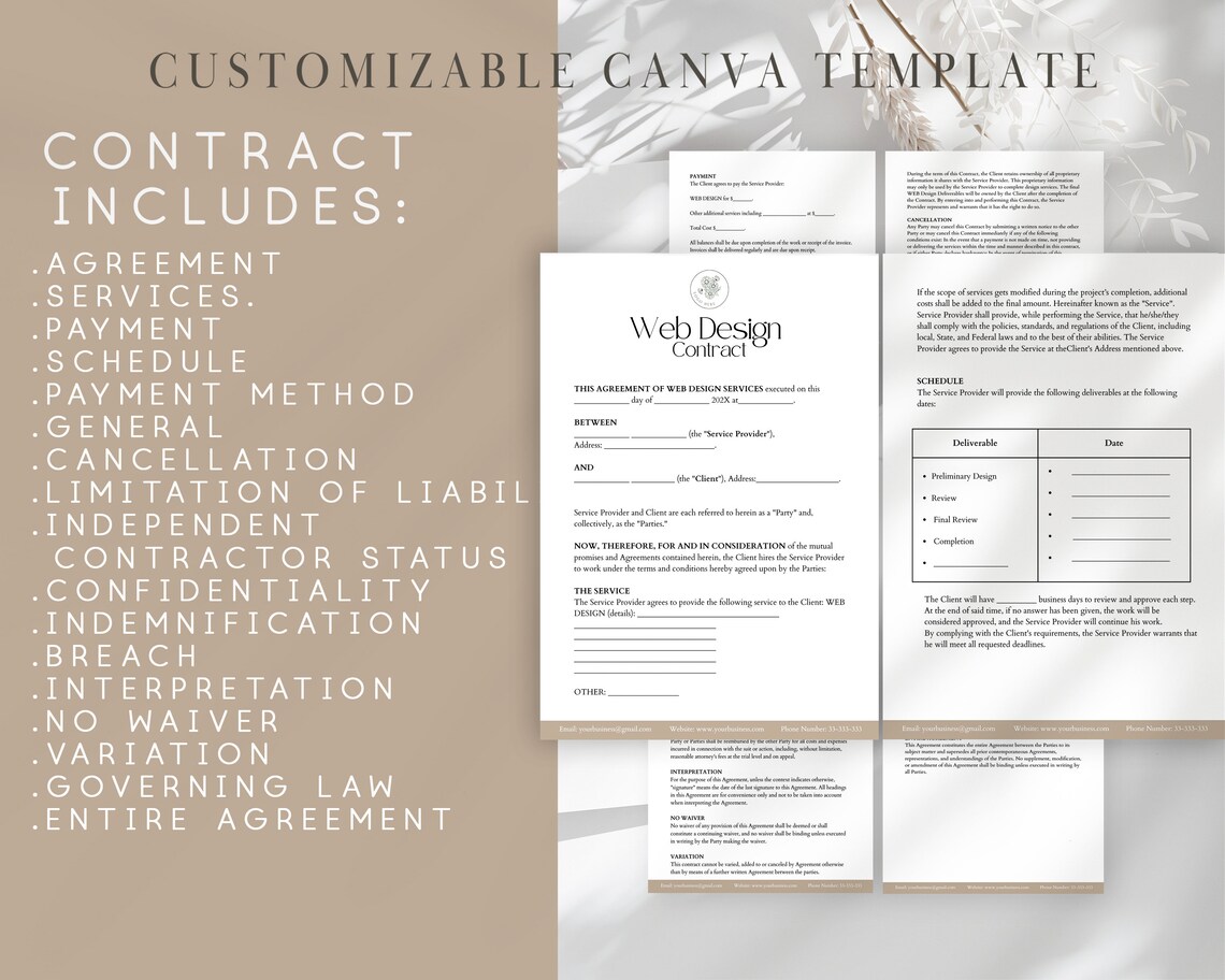 Editable Web Design Contract Template Editable Website Design - Etsy