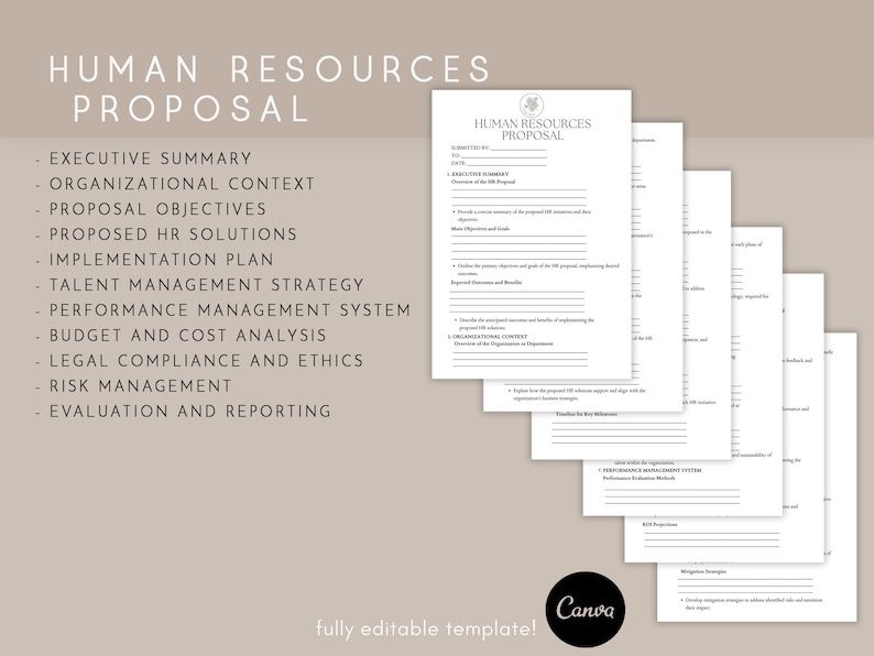 Human Resources Proposal Template, HR Proposal Form Pdf, Canva - Etsy