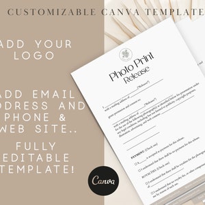 Editable Photo Print Release Forms, Photography Print Release Template ...