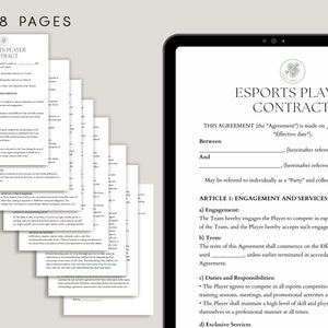 Esports Player Contract Template, Professional Gamer Contract, Pro ...