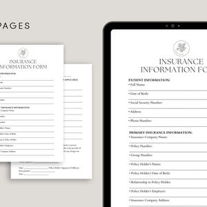 Insurance Information Form Template, Pdf, Canva - Etsy