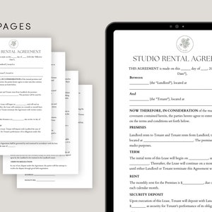Editable Studio Rental Agreement Template, Studio Lease Agreement ...