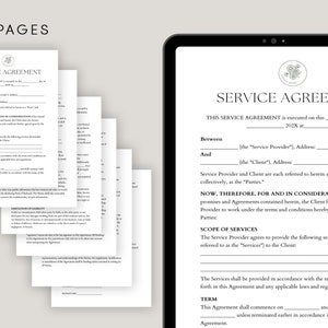 Bearbeitbare Servicevereinbarung, Servicebedingungen, Servicevertrag, Vorlage für professionelle ...