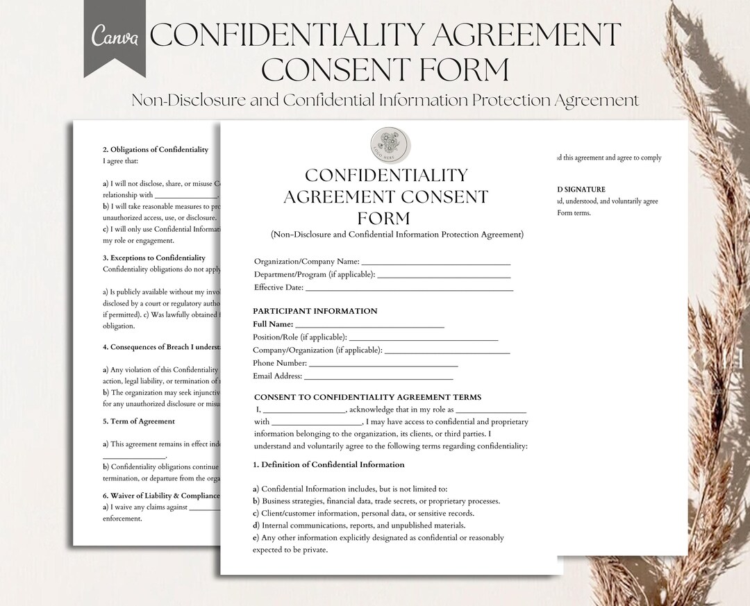 Confidentiality Agreement Consent Form, Confidentiality Consent and ...