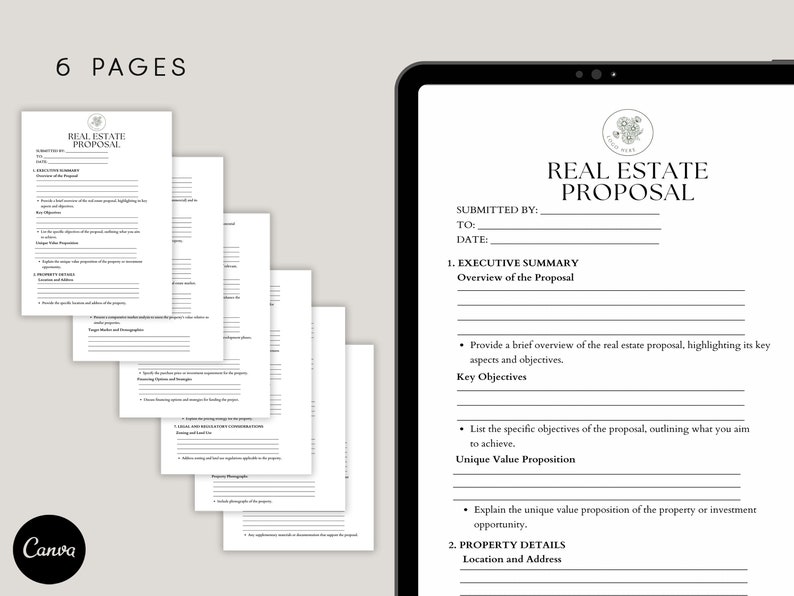 Real Estate Proposal Template, Real Estate Forms, Pdf, Canva - Etsy
