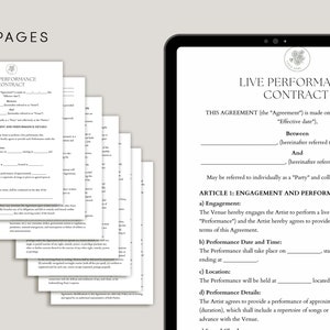 Live Performance Contract Template, Event Performance Agreement, Pdf ...