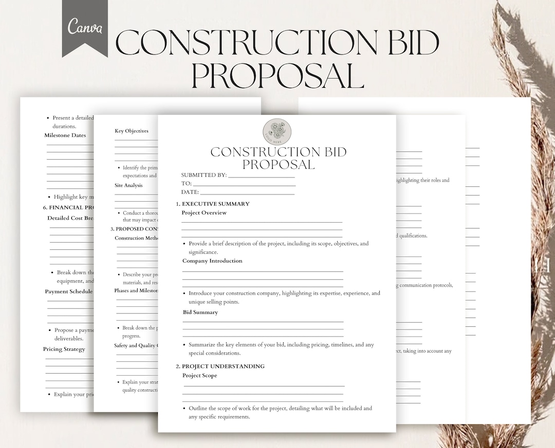 Construction Bid Proposal, Construction Business Proposal, Construction ...