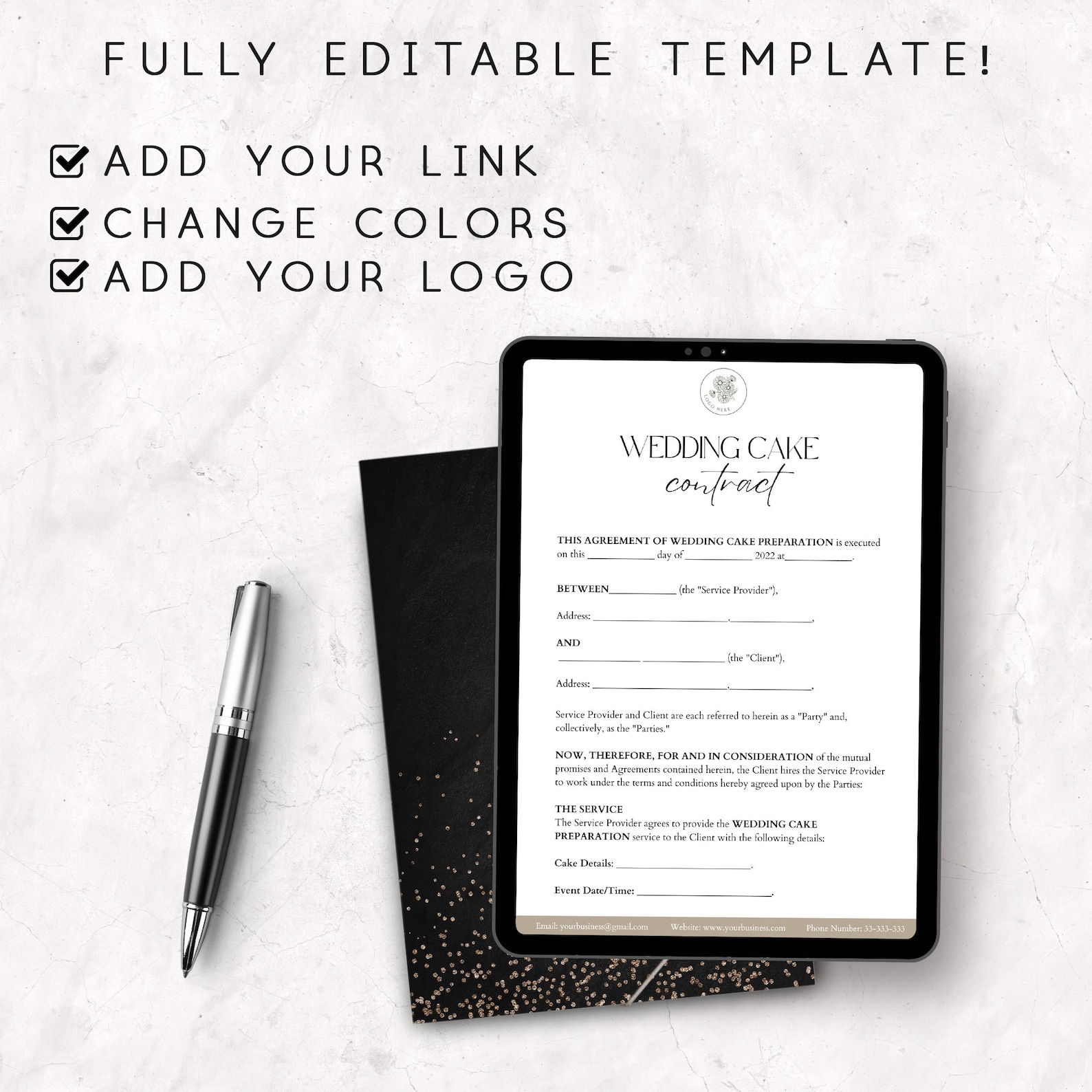 Editable Wedding Cake Contract Template,catering Agreement Form for ...