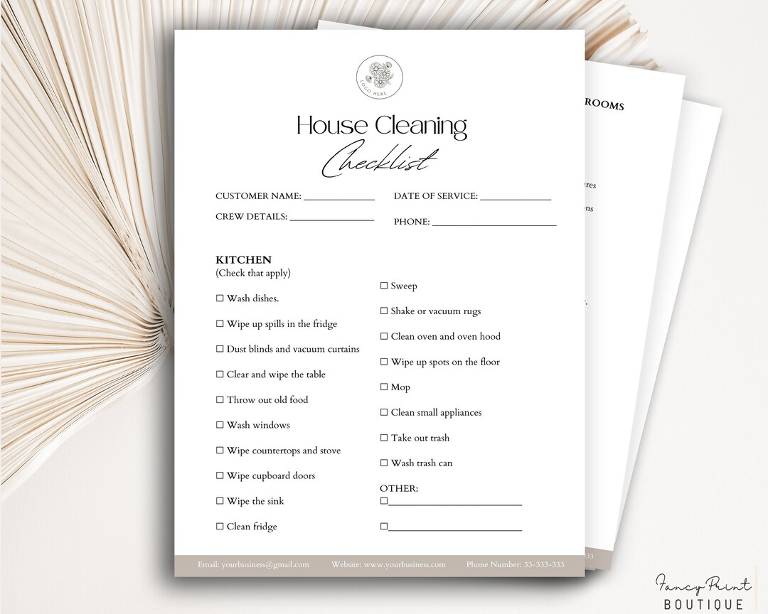 Professional Cleaning Service Checklist Template, Editable Cleaning ...