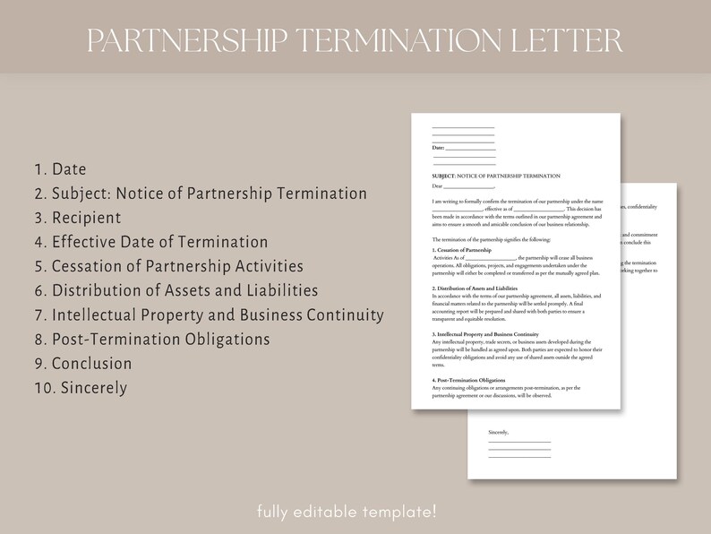 Partnership Termination Letter Template, PDF, Canva - Etsy