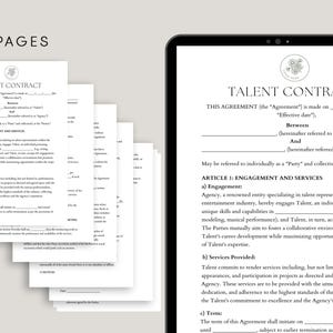 Talent Contract, Talent Agreement, Talent Representation Contract, Pdf ...